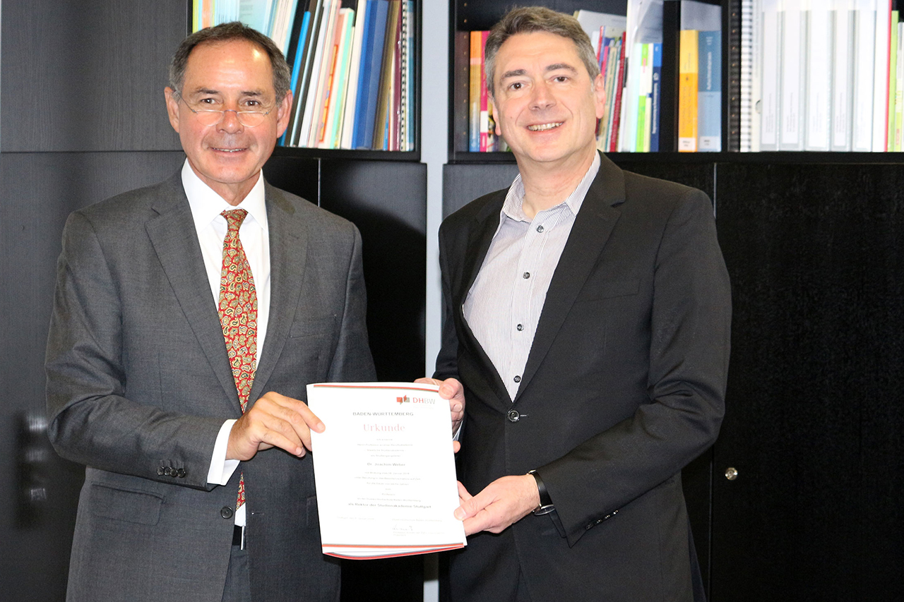DHBW Stuttgart: Rektor Prof. Dr. Joachim Weber beginnt dritte Amtszeit ... DHBW Stuttgart: Rektor Prof. Dr. Joachim Weber beginnt dritte Amtszeit ...